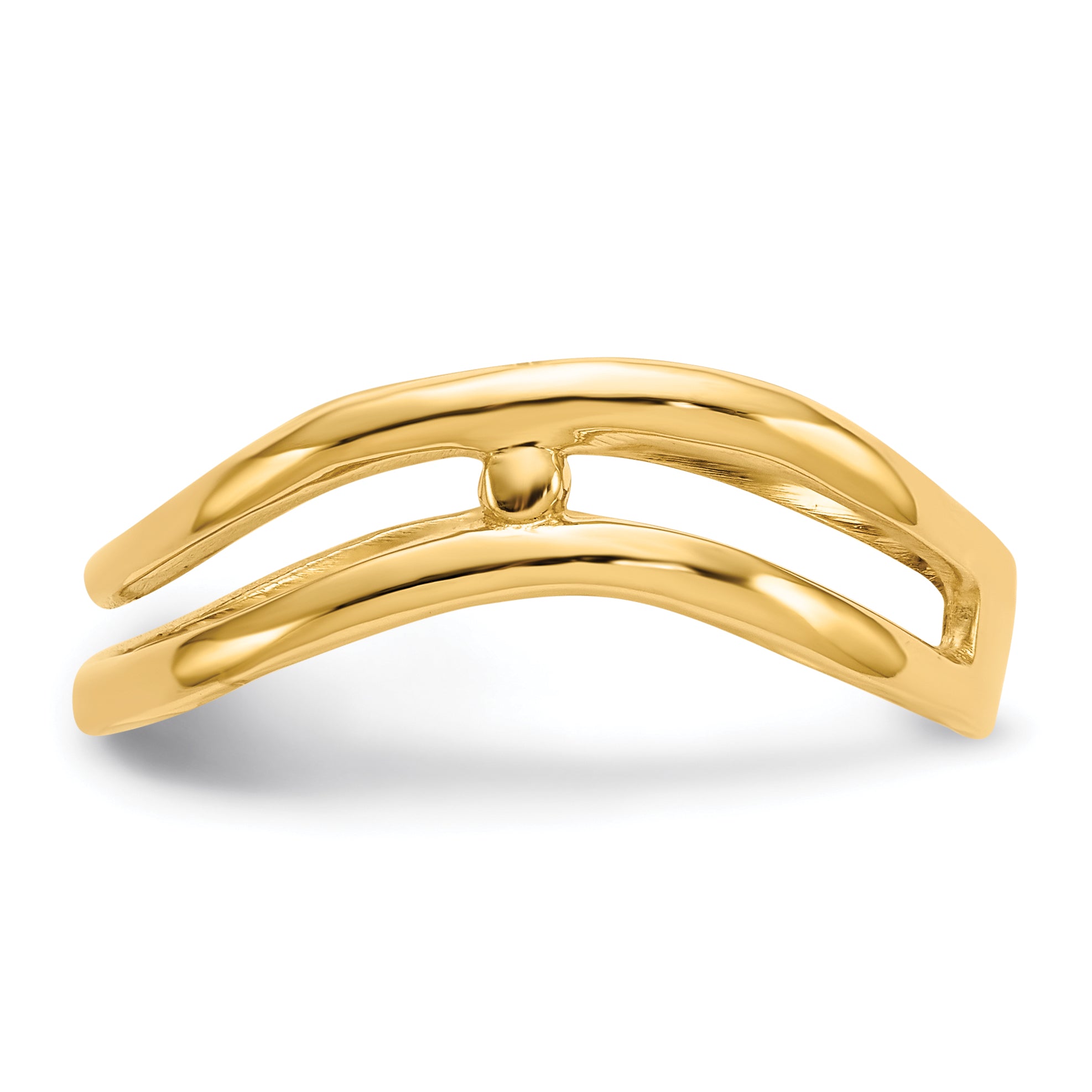 JewelryWeb 14K Yellow Gold Polished Double Wave Fashion Thumb Ring QTR291035Y
